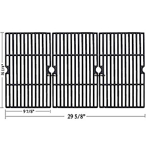 Hisencn Grill Grates and Grill Heat Plates for Dyna Glo Grill Replacement Parts DGF510SBP, DGF510SSP, DGF510SSP-D, Porcelain Steel Grill Heat Shields, Cast Iron Cooking Grid For Backyard Grill BY12-08