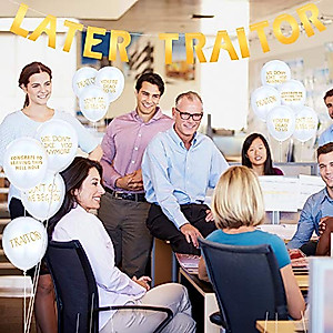 21 Pieces Last Day Office Party Supplies Traitor Banner Coworker Going Away Balloons for Going Away Farewell Retirement Job Change Relocation Quitting Party Decoration (Gold)