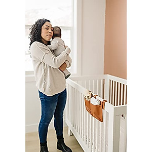 Lu & Ken Baby Nursery Crib Organizer - Vegan Leather Hanging Diaper Organizer for Crib - 13.5 x 7.5 Inch Nursery Storage Bedside Crib – Water and Stain Resistant