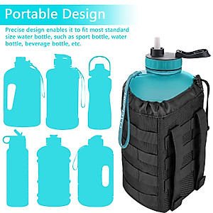 Xxerciz Water Bottle Holder Molle Pouch, Tactical Pouches Water Bottle Carrier Sports Water Bottles Pouch Bag for Walking, with Drawstring Open Top & Mesh Bottom