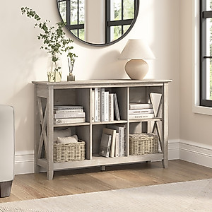 Bush Furniture Key West 6 Cube Bookcase in Washed Gray, Small Organizer for Home Office, Living Room, and Entryway