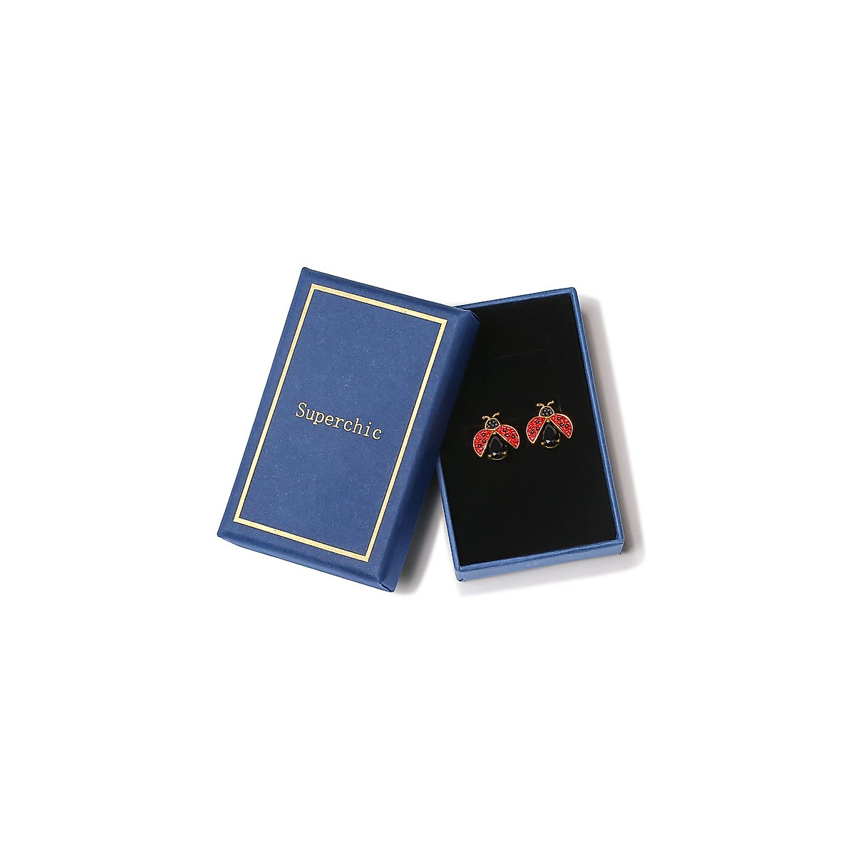 Superchic Cute Ladybug Gold Plated Crystals Cubic Zirconia Stud Earrings for Women Girl Gift