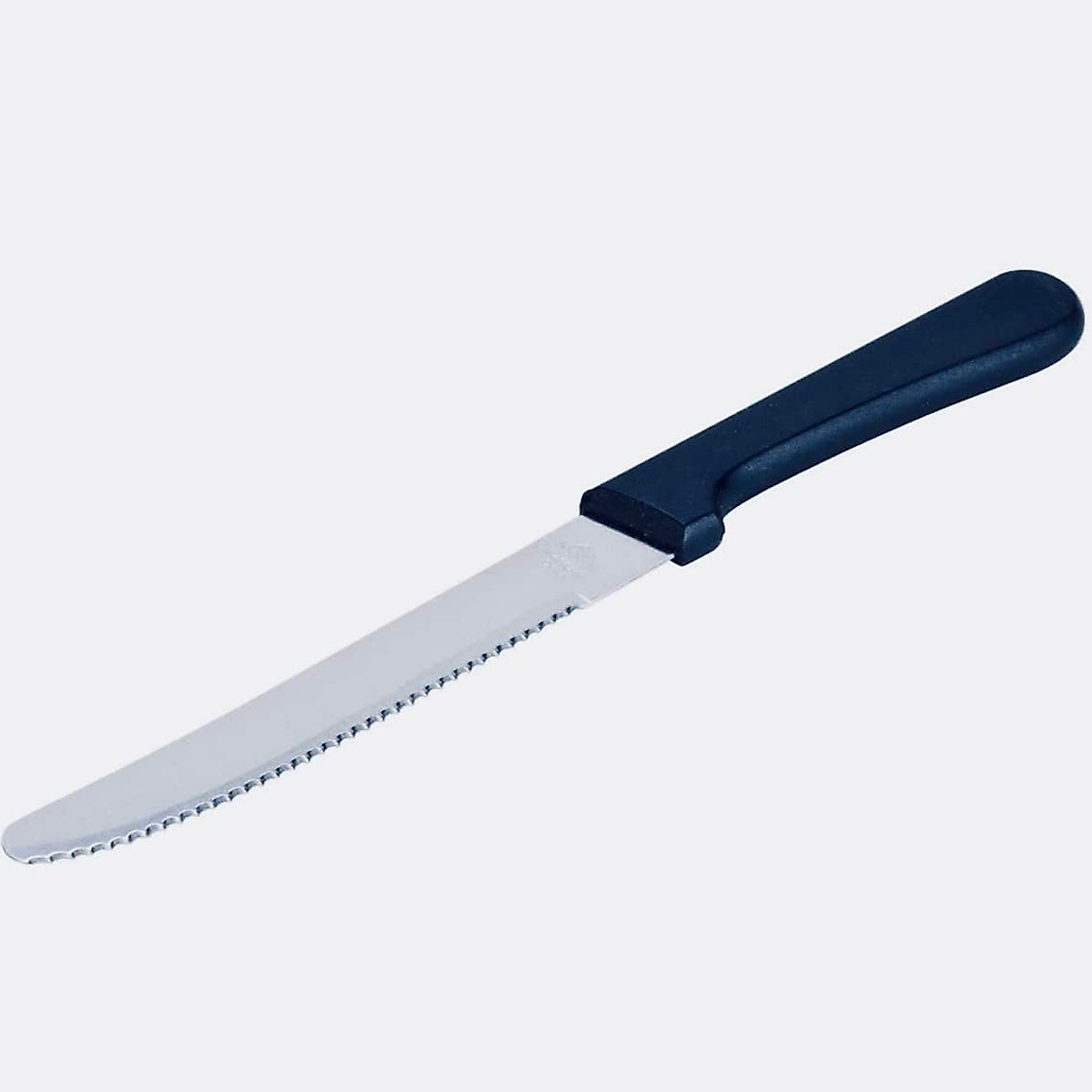Tezzorio (Set of 48) 5-Inch Blade Steak Knives, Stainless Steel Rounded Serrated Blade Steak Knives with Plastic Handles for Restaurants