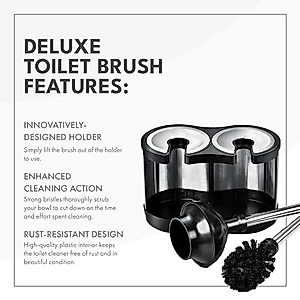 ToiletTree Products Modern Deluxe Freestanding Toilet Brush and Plunger Combo (Stainless Steel, Brush and Plunger Combo Set 4.5” x 9.75” x 18.5")