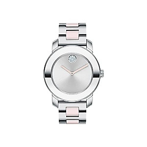 Movado Women's Bold Ceramic Swiss Quartz Watch with Stainless Steel Strap, Two Tone, 18 (Model: 3600801)