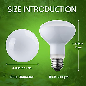 Jugbuy Reptile Heat Lamp Bulb, 100 Watt UVA Daylight Basking Spot Light for Bearded Dragon, Turtle, Lizard, Snake, Tortoise, Chameleon, Amphibians - 2 Pack