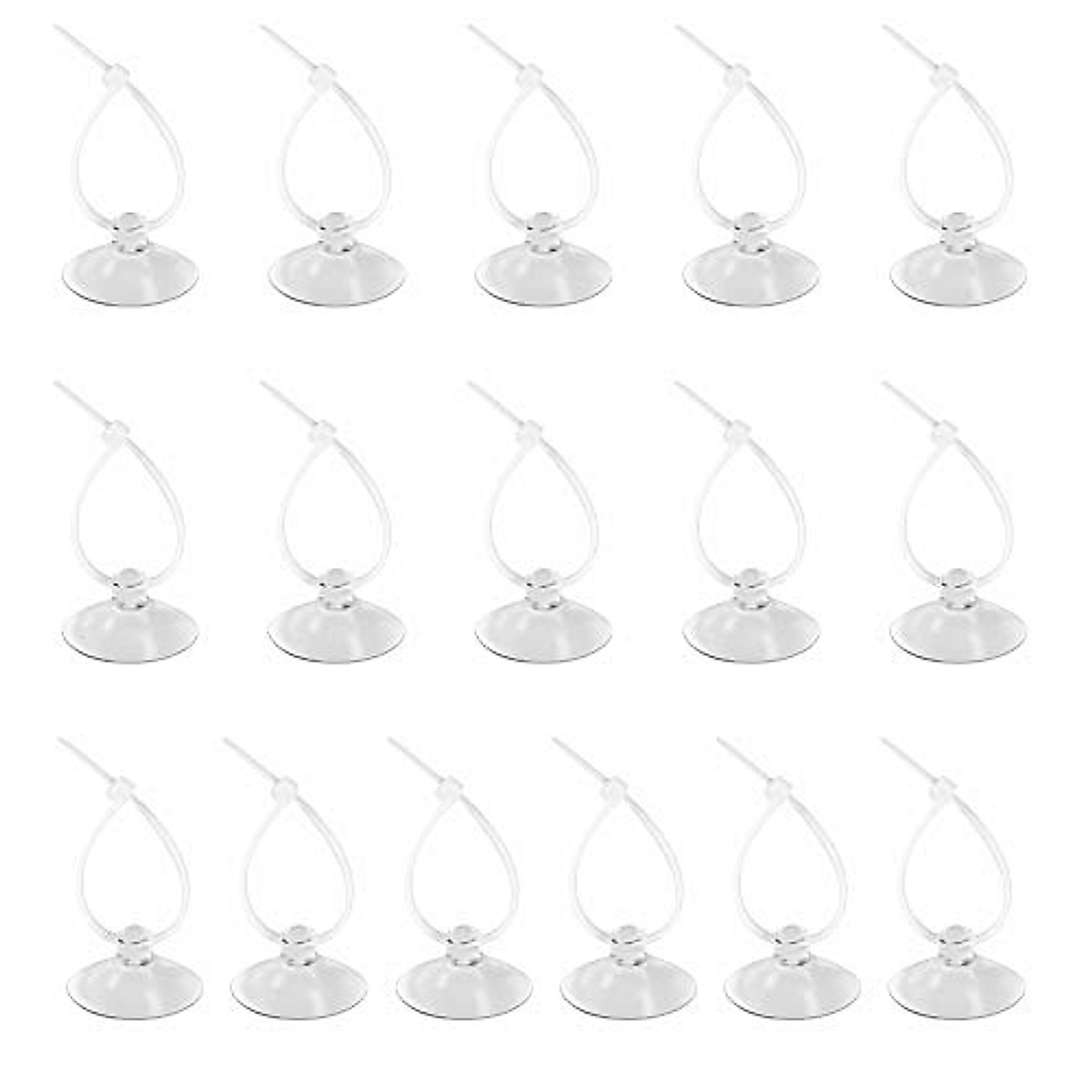 YiePhiot 16 Pcs Aquarium Suction Cups with 16 Pieces Adjustable Zip Ties for Aquarium Fish Tank Binding Moss, Plants, Shrimp Dodging Nest