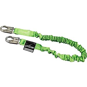 Honeywell Miller by Honeywell 216M/8FTGN 8-Feet Manyard II Shock-Absorbing Stretchable Web Lanyard with 2 Locking Snap Hooks, Green
