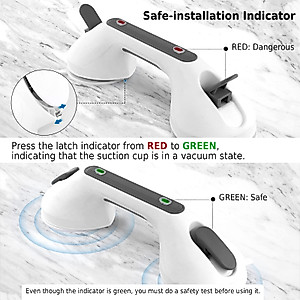 Newthinking Suction Shower Handles for Elderly, Safety Suction Grab Bars with Indicator for Seniors, Heavy Duty Suction Grips for Wall Bathroom Showers & Bathtubs (Dark Grey)