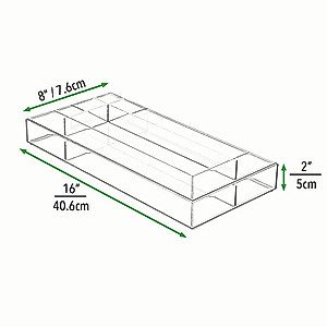 mDesign Plastic Stackable Office Divided Storage Drawer Organizer Tray for Cabinet, Desk, Shelf, or Closet Organization - Holds Note Pads, Pens, Tape, Staples, Scissors, Lumiere Collection - Clear