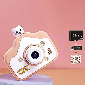 TIANEK Children's HD Front and Rear Dual Camera 2000w Mini 2.0 Inch Camera Camera Video Game Music Integration Including 32G Memory Card