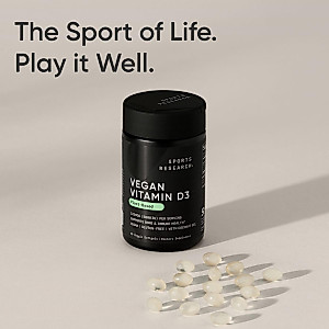 Sports Research Vegan Vitamin D3 5000IU (125 mcg) with Coconut Oil | 100% Plant-Based Vitamin D for Bone, Joint & Immune Support | Carrageenan Free, Vegan Certified & Non-GMO Verified (60 Softgels)
