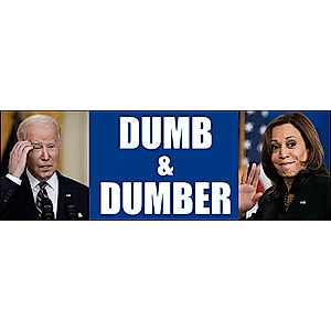 Biden and Kamala Dumb and Dumber Bumper Sticker (Funny Anti Joe and Harris Vinyl Decal (3 x 9 inch)