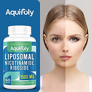 Aquifoly Liposomal Nicotinamide Riboside Supplement 2000 mg with TMG and Pterostilbene for Maximum Absorption, Superior to NAD, Boosting NAD+, Cellular Energy, and Age Defense, 60 Softgels