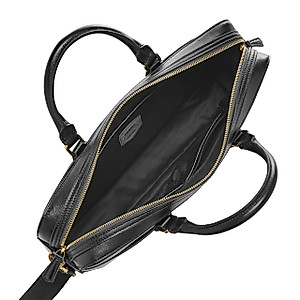 Fossil Men's Haskell Leather Double Zip Briefcase Messenger Laptop Bag, Cognac , (Model: MBG9342222)