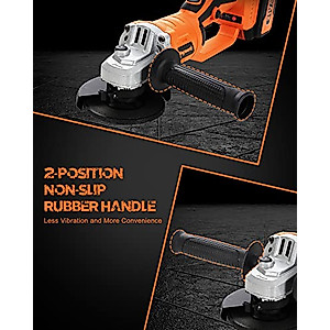 Heywork 21V Cordless Grinder Kit,4" Blade,10000 RPM Brushless Motor Cordless Angle Grinder,4Ah Lithium Ion Battery Grinder & Quick- Charger,2-Position Handle,Cutting and Grinding Wheels