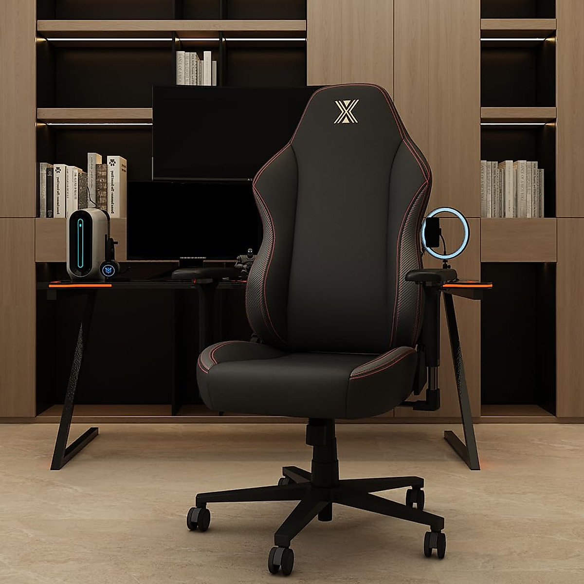 Office PC Gaming Chair Ergonomic Office Chair Desk Chair with Lumbar Support Flip Up Arms Headrest PU Leather Executive High Back Computer Chair for Adults Women Men (PU Black)