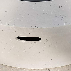 Noble House Aidan Circular Gas Fire Pit Table with Tank Holder in Light Gray