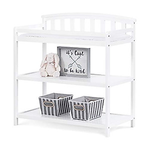Child Craft Infant Changing Table, Water-Resistant Pad and Safety Strap, Anti-Tip Kit Included to Prevent Tipping, Non-Toxic, Baby Safe Finish (Matte White)