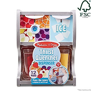 Melissa & Doug Wooden Thirst Quencher Drink Dispenser With Cups, Juice Inserts, Ice Cubes - FSC Certified