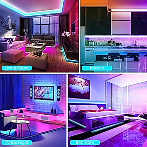 100FT Smart LED Strip Lights (2 Rolls of 50ft), RGB Strip Lights Sync to Music with 40 Key Remote Controller LED Lights for Bedroom,Christmas Lights decration (Multi-Colored, 100FT)
