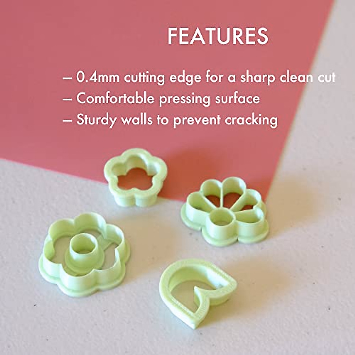 4 Pieces Set Polymer Clay Cutters, Flower Shaped Clay Cutters for Jewelry Making Beginner, Clear Clay Earring Cutters for Pottery and Cookie Cutters