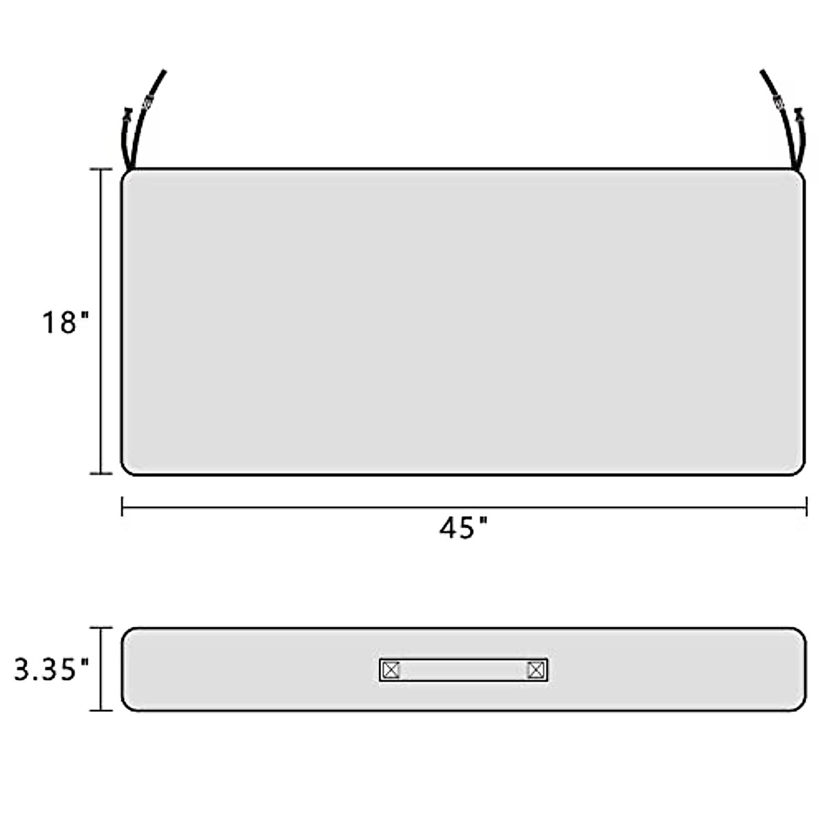 INFBLUE Outdoor Bench Cushion for Patio Furniture Swing Cushions Window Seat Cushions Patio Cushion with Handle and Adjustable Straps (45''x18'')