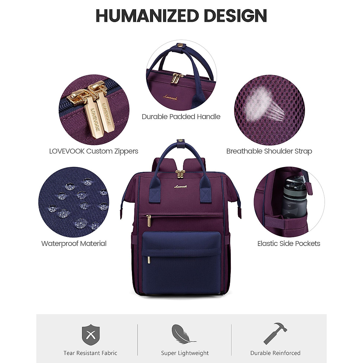 LOVEVOOK Laptop Backpack for Women, Teacher Nurse Work Bag Waterproof Fashion Travel Backpack Purse, 15.6 Inch Computer Backpack with USB Port