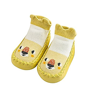 Lykmera Children's Toddler Shoes Flat Bottom Non Slip Floor Sports Shoes Socks Shoes Lightweight Socks Shoes Walking Shoes (Yellow, 6-12 Months)