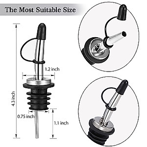 24 Pack Liquor Pourers Set [2023 UPGRADED] - Stainless Steel Liquor Bottle Pourers Tapered Spout with Rubber Dust Caps, Classic Bar Accessories Liquor Dispenser Part