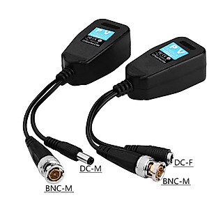Passive Video Balun 4 Pairs RJ45 Transceiver Transmitter HD-CVI/TVI/AHD/CVBS with DC Built-in Transient Suppression Protection for 720P/960P/1080P/5MP CCTV Security DVR Surveillance Camera System