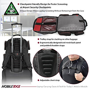 Core Gaming Laptop Backpack From Mobile Edge Core Gaming, 17.3 Inch, External USB 3.0 Quick-Charge Port w/Built-in Charging Cable, Patch Panel - Black w/Red Trim - MECGBPV1