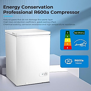 Electactic Chest Freezer 3.5 Cubic Feet Compact Freezer with 2 Removable Baskets, Free Standing Top open Door Deep Freezer, Adjustable Temperature for Home Dorm, Bar, Basement, Kitchen (White)