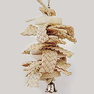 SONGBIRDTH Parrot Chew Toys - Loofah Cuttlebone Grass Parrot Budgies Cockatoo Parakeet Cockatiel Cage Bite Toy for Medium and Small Parrot Wood Color