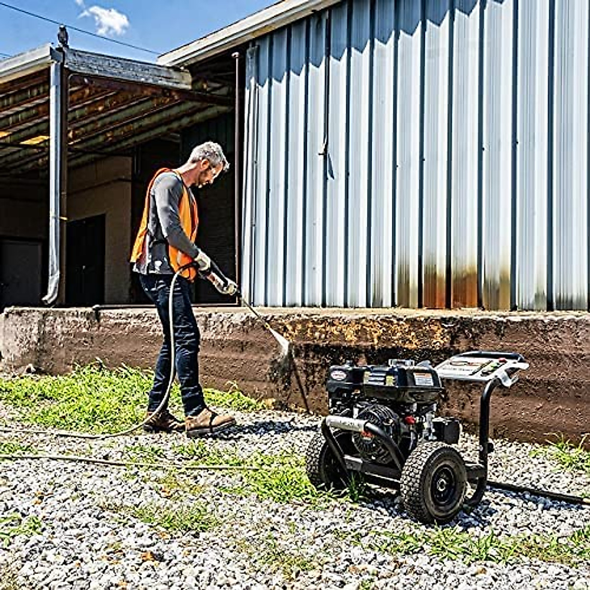 SIMPSON Cleaning PS3228 PowerShot 3300 PSI Gas Pressure Washer, 2.5 GPM, Honda GX200 Engine, Includes Spray Gun and Extension Wand, 5 QC Nozzle Tips, 5/16-inch x 25-foot MorFlex Hose