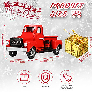 Christmas Red Truck Decor Vintage Red Truck Decor Handcrafted Red Metal Truck Car Model Farmhouse Truck Planter Decor for Christmas Decoration Kitchen Bedroom Garden Outside Home Decor (Novel Style)