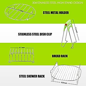 8 Inch Air Fryer Accessories XL 11 PCS Set,for GOWISEUSA/NINJA/COSORI/PHILIPS and All Air Fryers Above 3.7Qt, Non-Stick Coating with BPA-Free