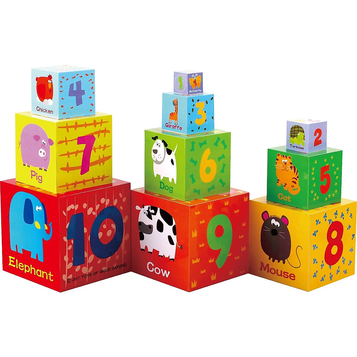TOWO Wooden Stacking Boxes-Nesting and Sorting Cups Numbers Alphabet Animals Blocks for Toddlers-Stacking Cubes Educational Toys for 2 Years Old Montessori Materials