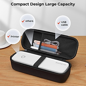 MUNBYN Portable Printers Wireless for Travel ITP04 with Carry Case, Portable Printer Bluetooth, Support 8.5 x 11 & A4 Thermal Paper, Compatible with Android, iOS & Laptop, Inkless Printer (White)
