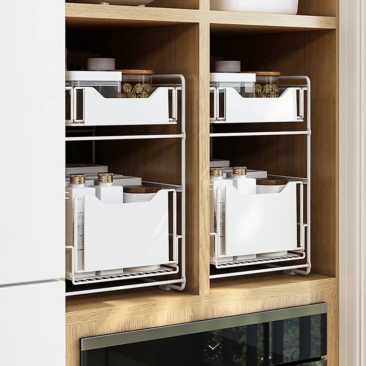 2 Pack - Simple Gear Heavy Duty 2-Tier Under Sink Cabinet Organizers with Sliding Storage Drawer, Pull Out Cabinets Organizer Shelf for Kitchen Bathroom Cabinet or Pantry (Black-2 Pack)