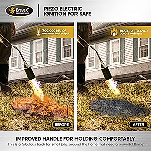 Propane Torch Weed Burner with 10ft Hose (cCSAus Certified), Weed Torch with Turbo Trigger Push Button Igniter, High Output 800,000 BTU for Roof Asphalt, Melting Ice Snow, Fit for 5-100LB Propane Tank