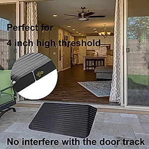 4" Rubber Threshold Ramp, Doorways Heavy Duty Wheelchair Ramps, Rated 2200 Lbs Load Capacity, Non-Slip Surface Rubber Solid Threshold Ramp for Wheelchair, Scooter, Mobility Scooters