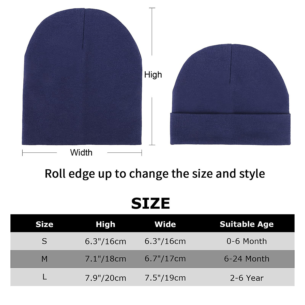 DRESHOW BQUBO 8 Pack Unisex Baby Beanie Hat Infant Toddler Kid Hats Baby Soft Cute Knit Cap Nursery Beanie