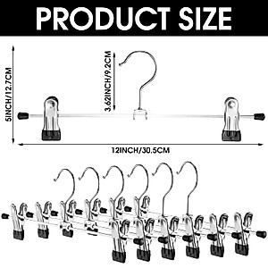 100 Packs Pant Hangers with Clips Adjustable Metal Pants Bulk Hanger Skirt Hangers for Women Kids Space Saving Heavy Duty Ultra Thin Short Hangers for Clothes Jeans Closet Organizer, Silver and Black