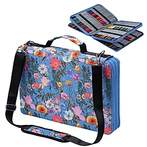 VTYHYJ Colored Pencil Case Portable Pencil Holder Large-Capacity Pencil Box Organizer with Zipper and Strap, for Gel Pens for Prismacolor Watercolor Pencils (288 Slots, Blue)