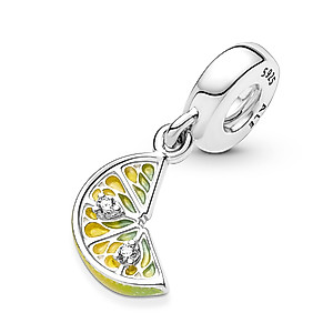 Pandora Lemon Slice Sparkling Fruit Dangle Charm Bracelet Charm Moments Bracelets - Stunning Women's Jewelry - Made with Sterling Silver, Cubic Zirconia & Enamel