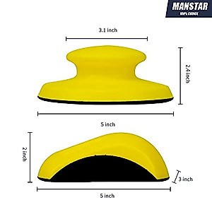 5 In Hand Sanding Blocks for 5 Inch Hook and Loop discs,2 Pack, Round and Mouse-Shaped,Ideal For Wood Furniture Restoration Home Arts and Crafts