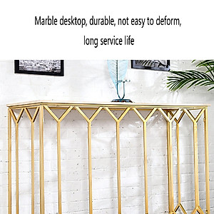 Coffee Table Wrought Iron Console Table, 80cm Marble Narrow Table Foyer Table, Living Room Sofa Table, Decorative Table