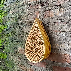 Mason Bee Houses for the Garden Handmade Bamboo Carpenter Bee House Hanging Outside, Dew Drop Waterproof Beehives for The Garden Attracts Peaceful Bee Pollinators to Enhance Your Garden's Productivity