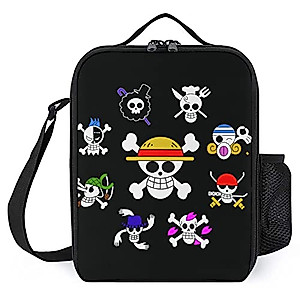 Insulated Lunch Box One Skull Piece Dinner Bag Portable Thermal Insulation and Cold Preservation Tote Bag With Adjustable Shoulder Strap Black 25x20x8cm(9.8x7.9x3.1'')